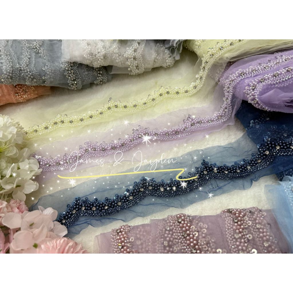 2025 Raya Viral! Beaded Lace / Renda Manik / Renda Baju / Border Lace ...