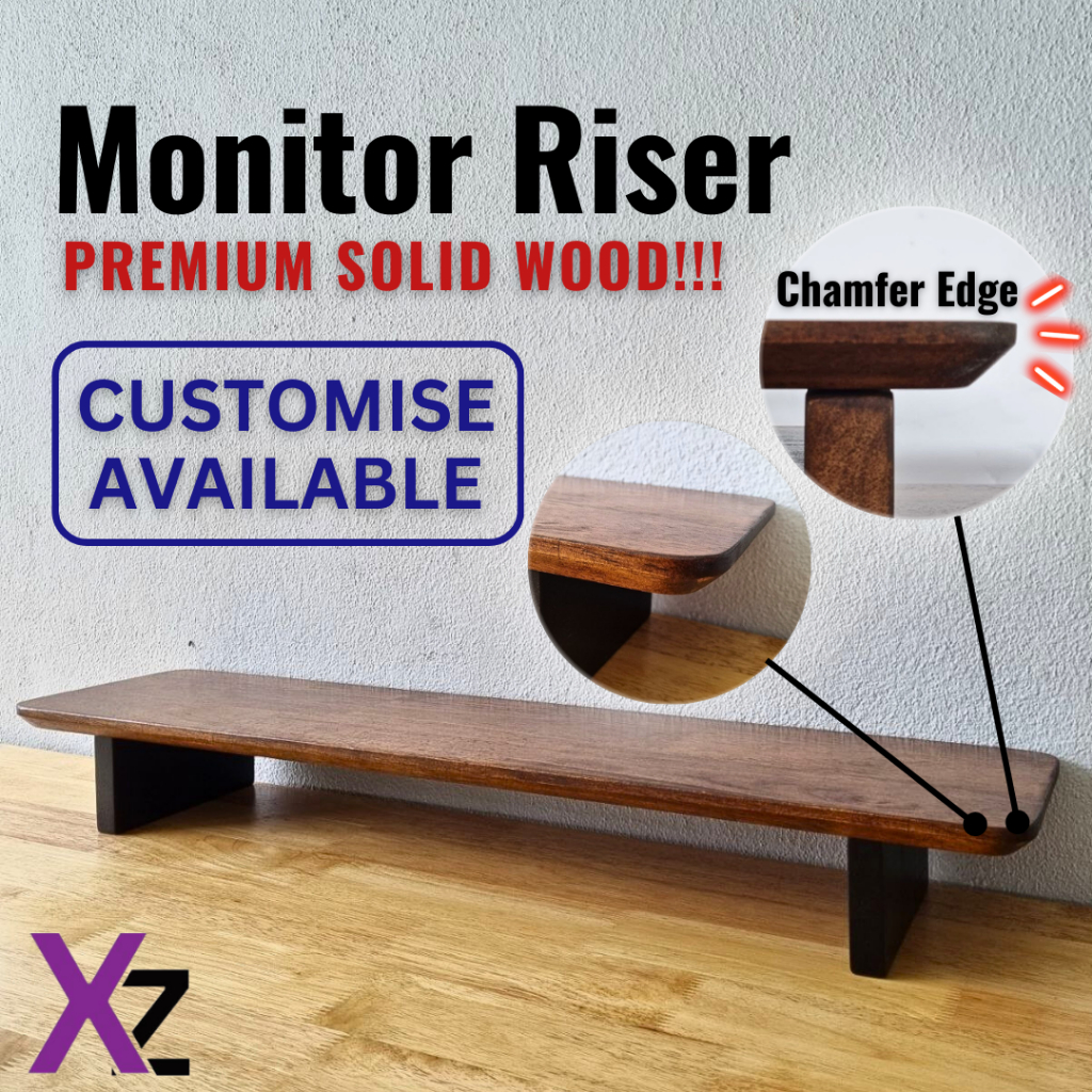 𝗫𝗭 Monitor Stand Solid Wood Monitor Riser made of Rubberwood Laptop ...