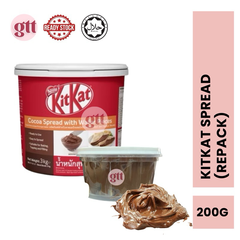 KITKAT SPREAD 200G REPACK / COCOA CHOCOLATE SPREAD JAM MILK CHOCOLATE PASTE JEM COKLAT | Shopee ...