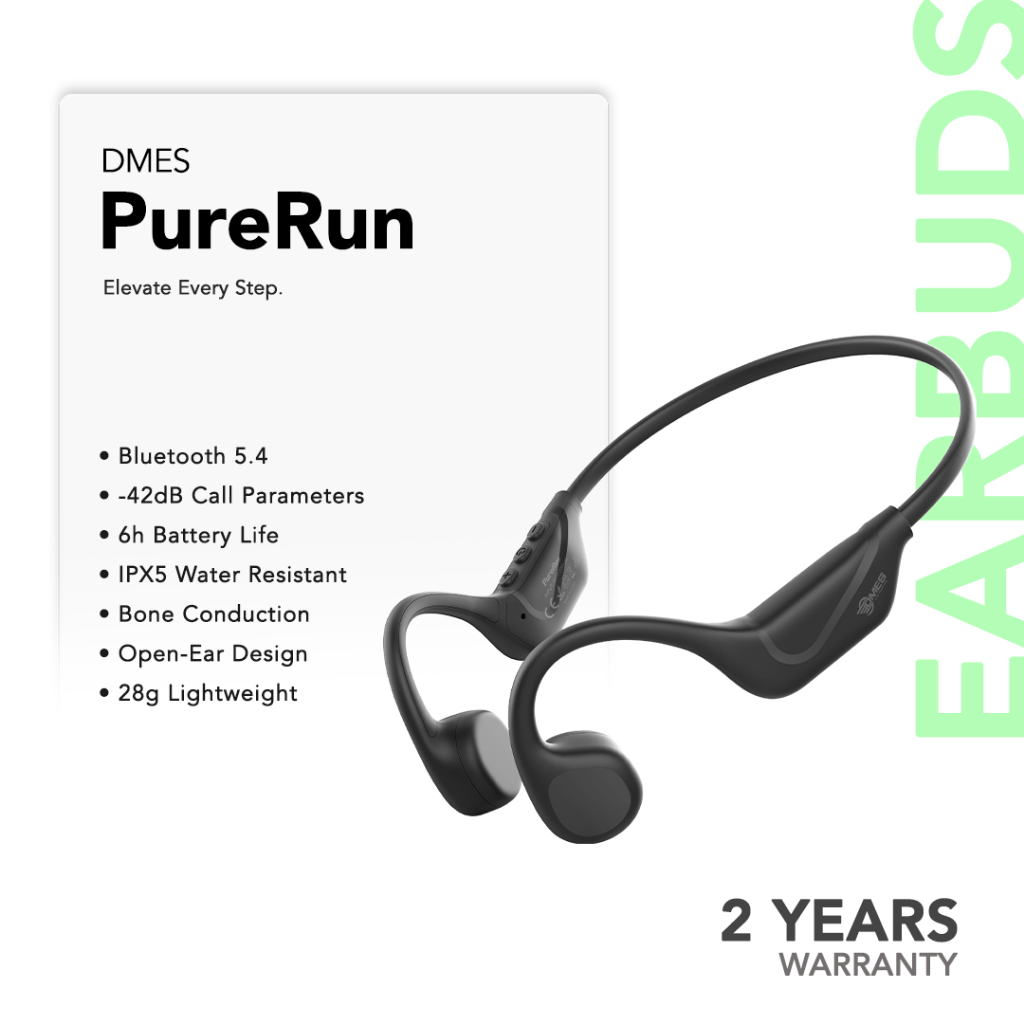 Dmes PureRun Bone Conduction Earbuds Bluetooth 5.4 IPX5 Waterproof 6H Battery Clear Mic ...