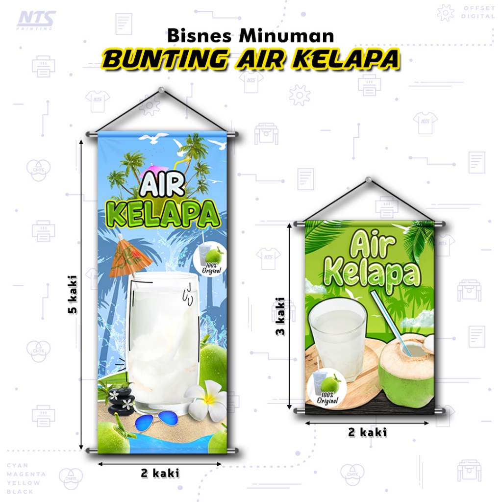 🌴FREE DESIGN🌴 Bunting Air Kelapa - Tebal / Kalis Air / Lasak - Peniaga ...