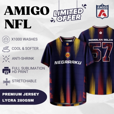 AMIGO NFL Sublimation Microfiber Jersey tshirt Design BUNGA RAYA baju ...