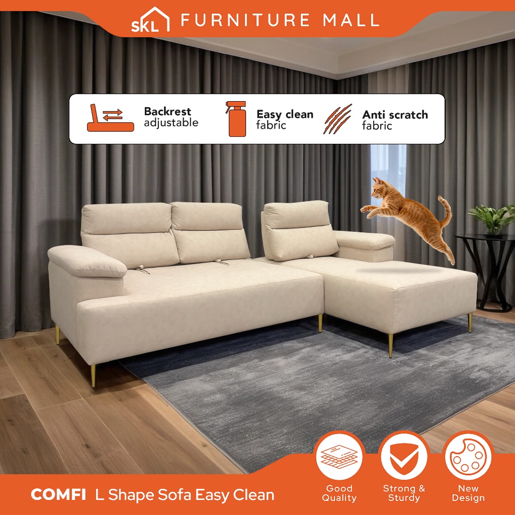 🔥LAST CALL !! Ship Before Raya🔥(Grey/Beige)EASY CLEAN Sofa L Shape Push ...