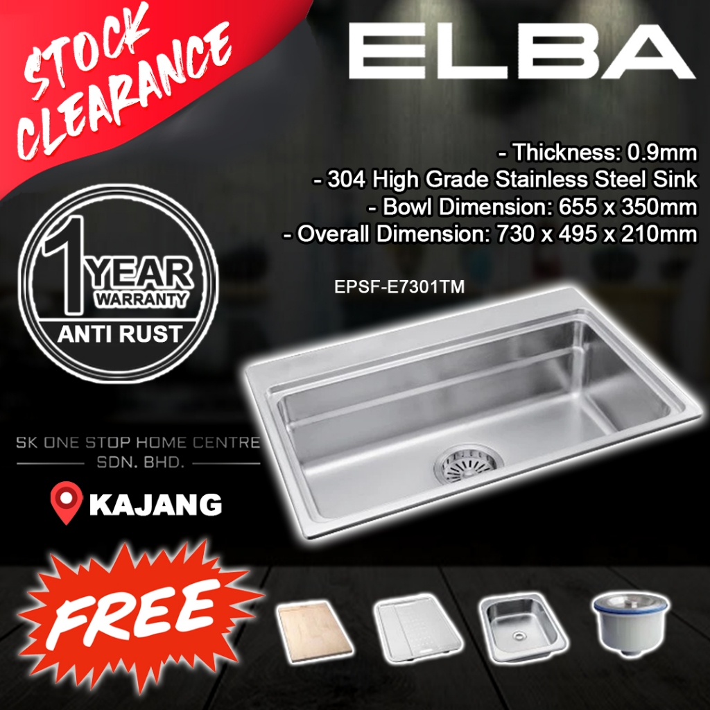 (MAY Promo) ELBA Pressing Top Mount Kitchen Functional Sink EPSF ...