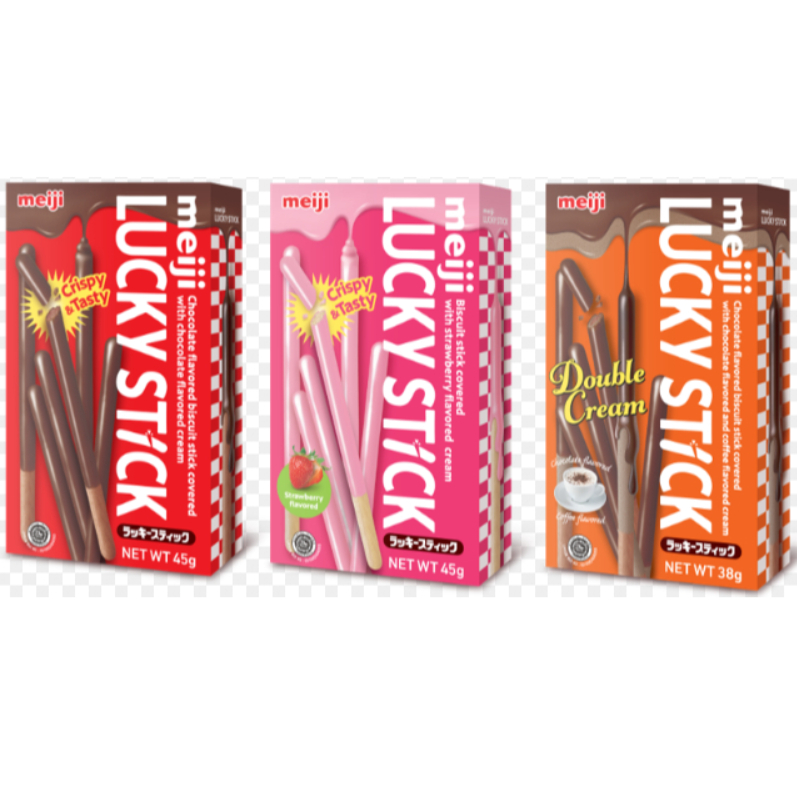 MEIJI Lucky Stick Chocolate / Strawberry / Double Cream (1 Pack = 10pcs ...