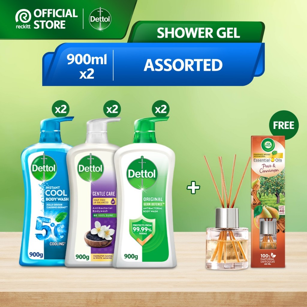 Bundle of 2 - Shower Gel Body Wash Dettol Assorted Variant 900ML, FREE ...