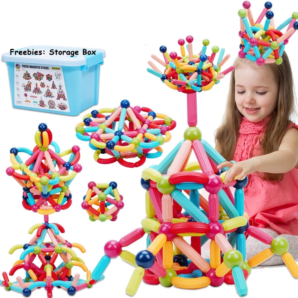 84pcs Magnetic Stick Balls Building Toy Blocks with Box Toddlers Kids ...