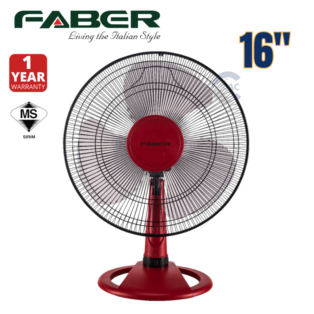 FABER REVO SERIES 16" 3-SPEED MODE TABLE DESK FAN FTF REVO 9216RD ...