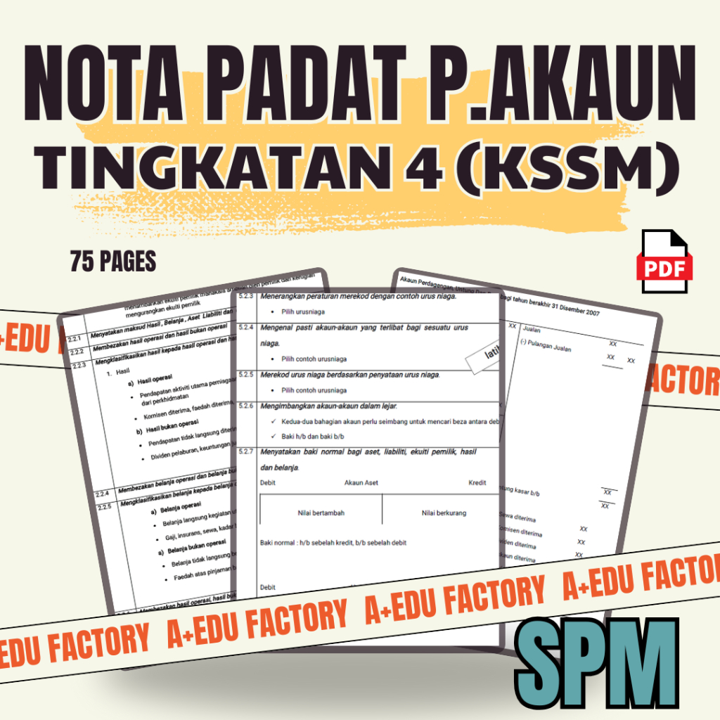 [📚PDF] NOTA PADAT PRINSIP PERAKAUNAN TINGKATAN 4 [SPM] KSSM FORMAT SPM ...