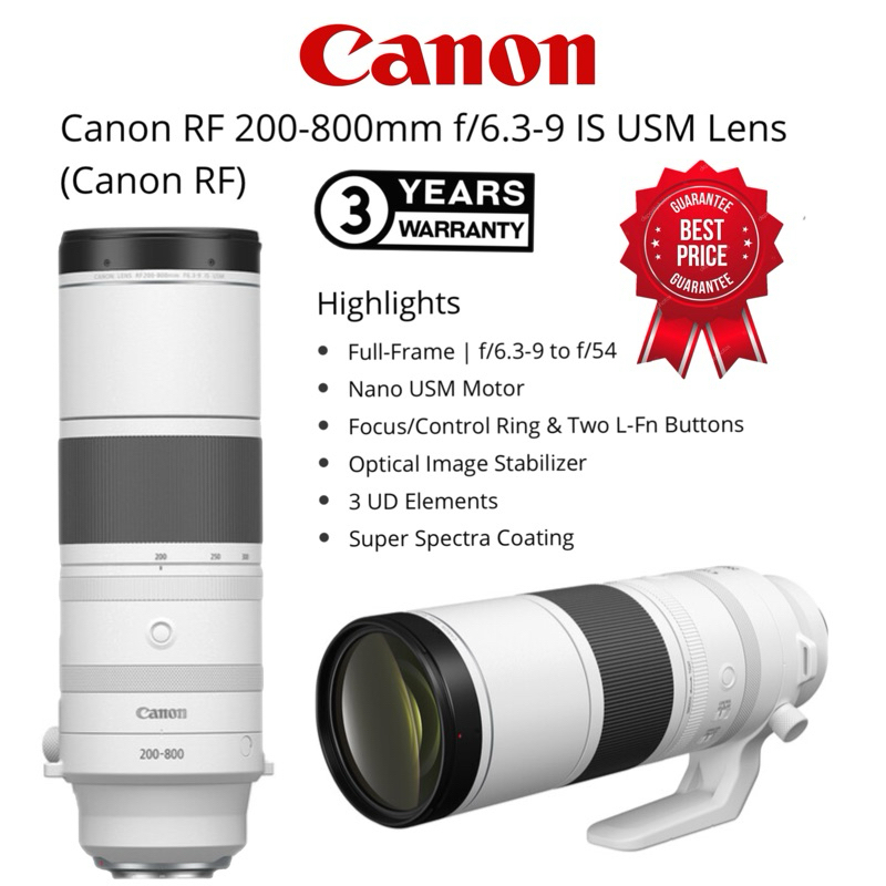 CANON RF 200-800MM F/6.3-9 IS USM LENS CANON RF MOUNT (3 YEARS WARRANTY ...