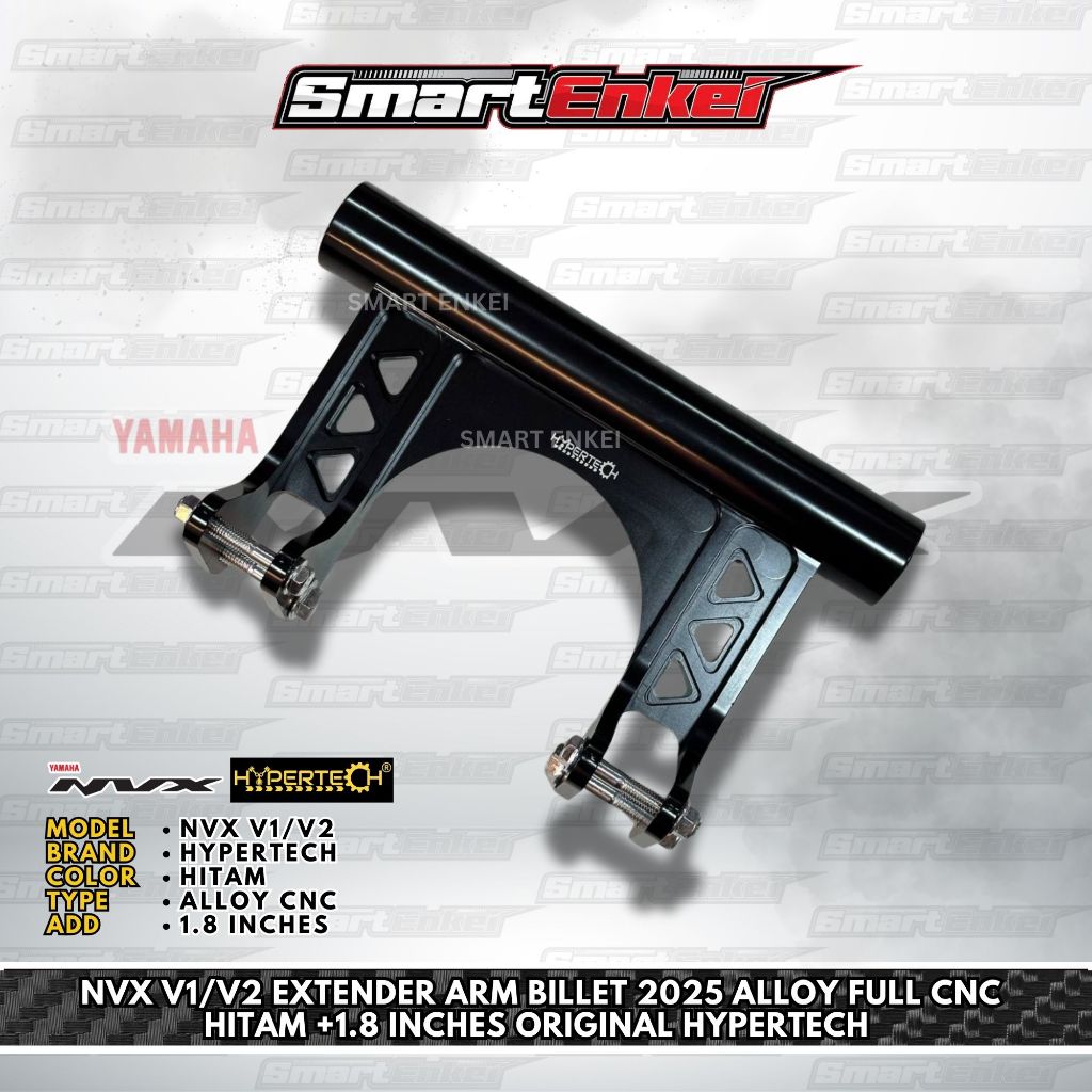 NVX V1/V2 EXTENDER ARM BILLET 2025 ALLOY FULL CNC HITAM +1.8 INCHES ...
