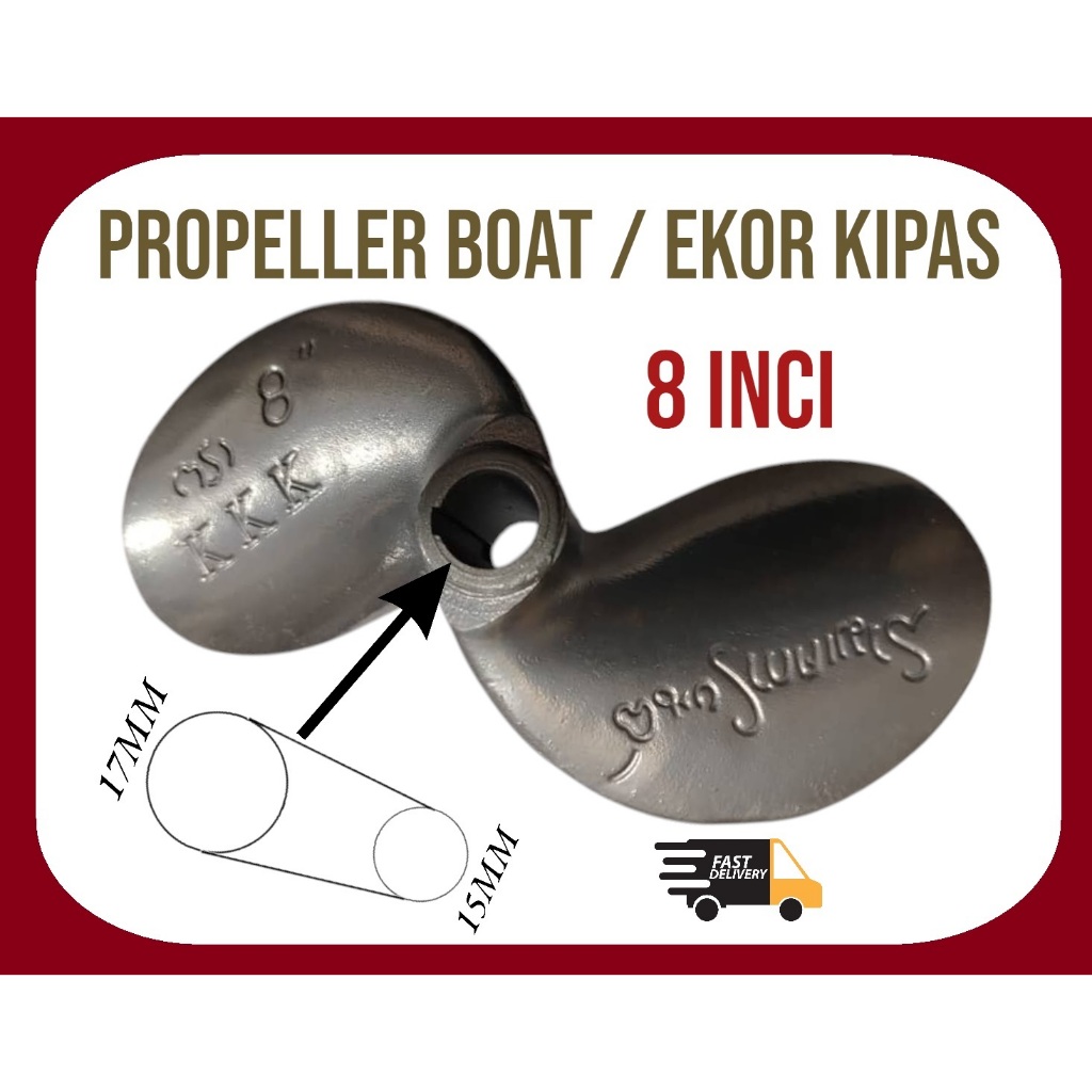 PROPELLER LONGTAIL 8" (2 BLADE) / KIPAS UNTUK BOT / KIPAS EKOR BOT ...