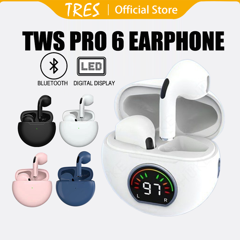 Tresgadget Pro 6s TWS Wireless Headphones with Mic Fone Bluetooth Earphones Pods Sport EarPhon ...