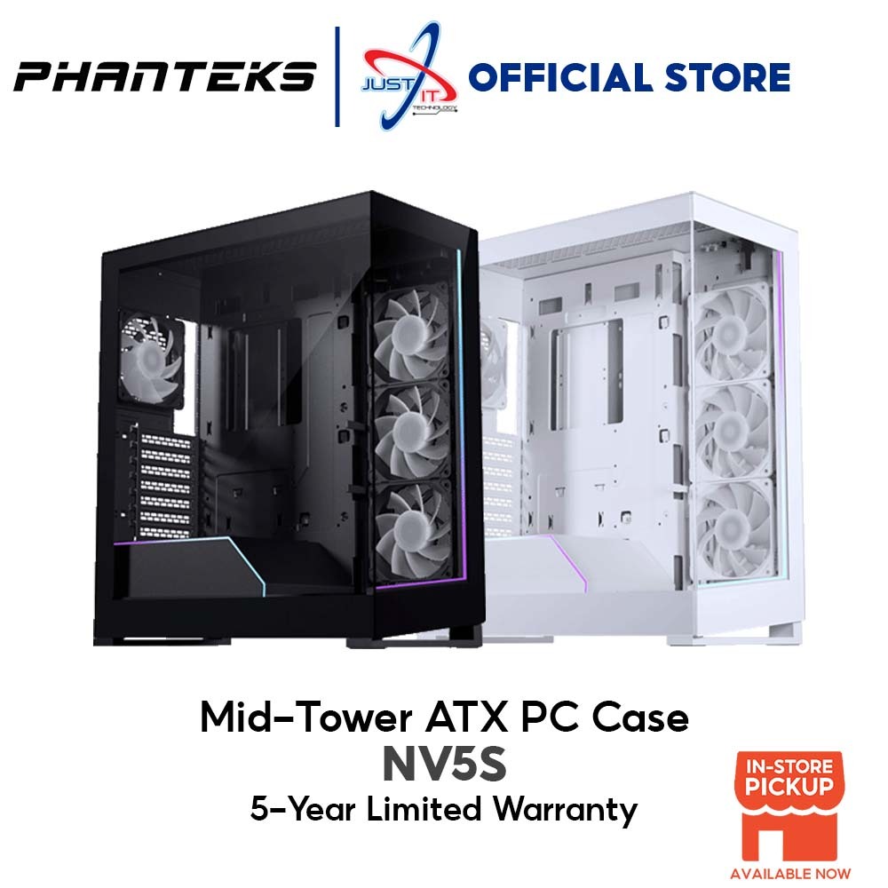 PHANTEKS NV5S MID-TOWER ATX PC CASE / CASING WITH 3x M25 REVERSE FANS ...
