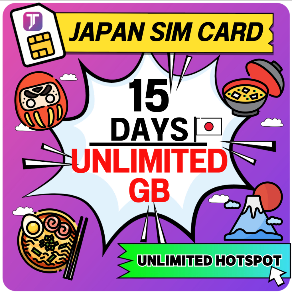 J Travel 【 Japan SIM Card 】Unlimited Hotspot Softbank KDDI Travel Prepaid Sim Card 日本上网卡 Simkad ...