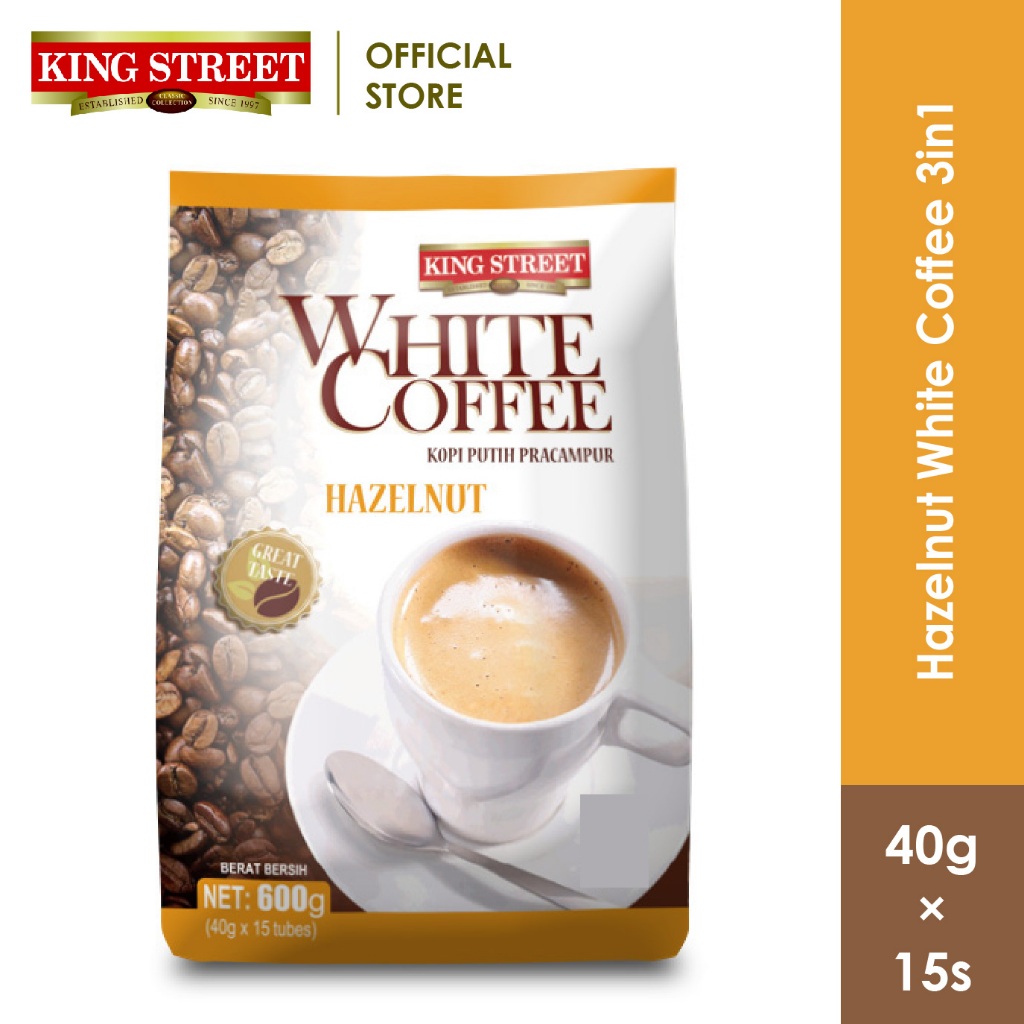 KING STREET Kopi Putih Kacang Hazel 3in1 (15paket x 40g) Hazelnut White ...