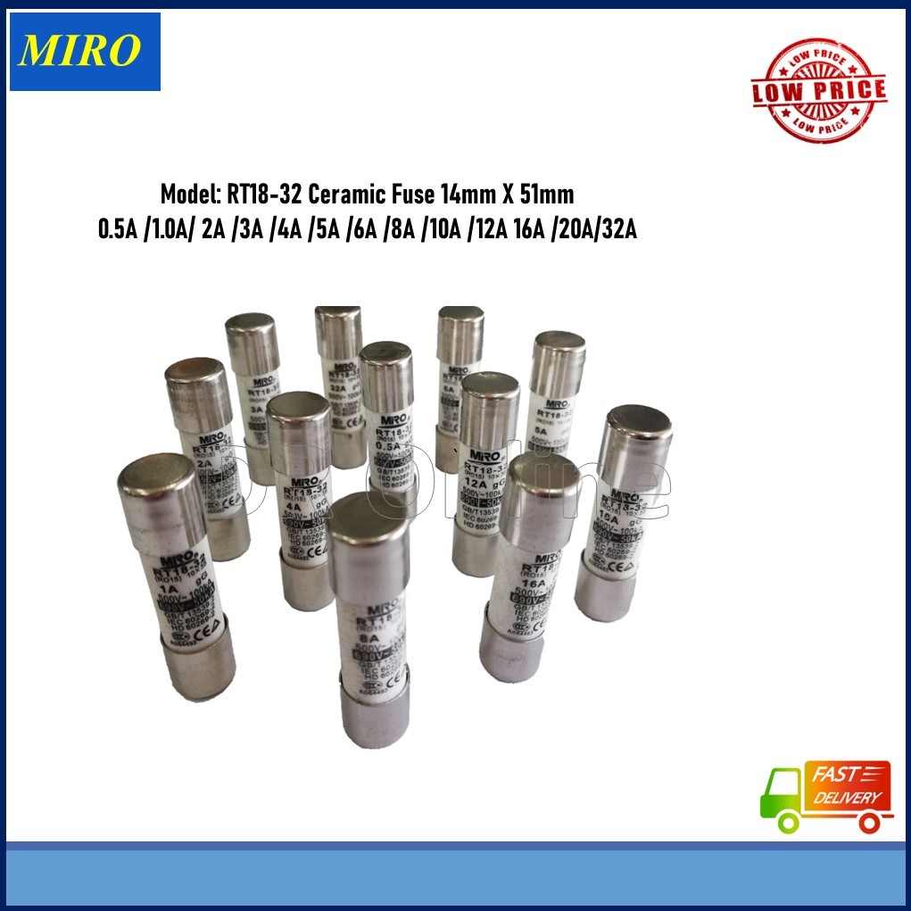 CERAMIC FUSE 14MM x 51MM CARTRIDGE FUSE 1A 2A 3A 4A 5A 6A 8A 10A 16A 25A 32A 40A 50A 60A 500V ...
