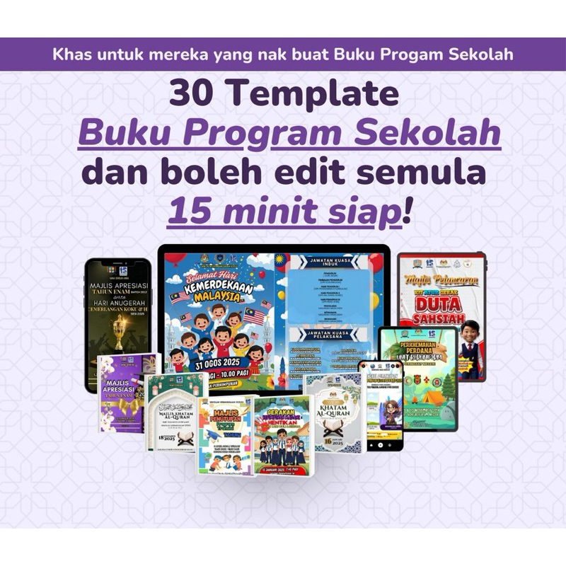 (NEW UPDATE) Buku Program Sekolah 30 Templet Canva | Shopee Malaysia