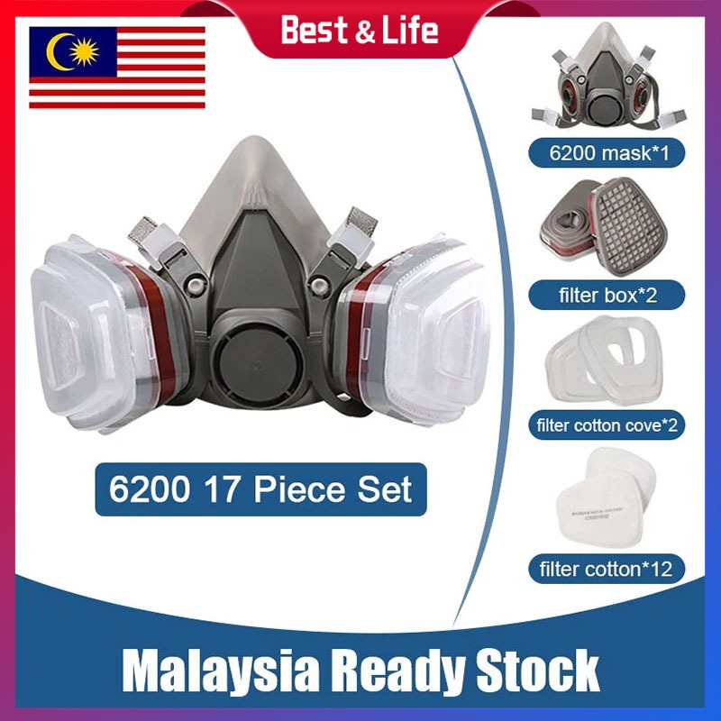 17 In 1 PM2.5 Industrial Gas Mask 3M Mask 6200 Half Finish Spray ...