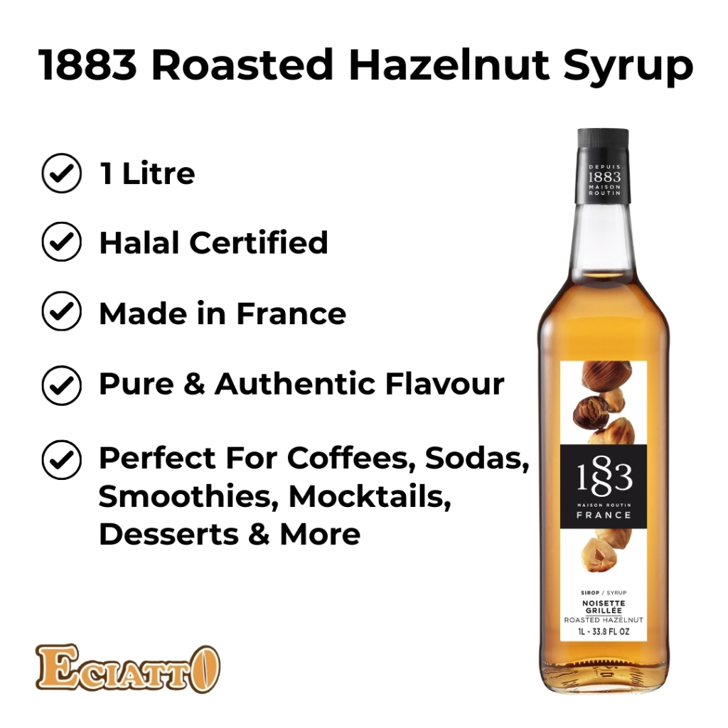 1883 MAISON ROUTIN Roasted Hazelnut Syrup 1L Halal Premium Syrup For ...