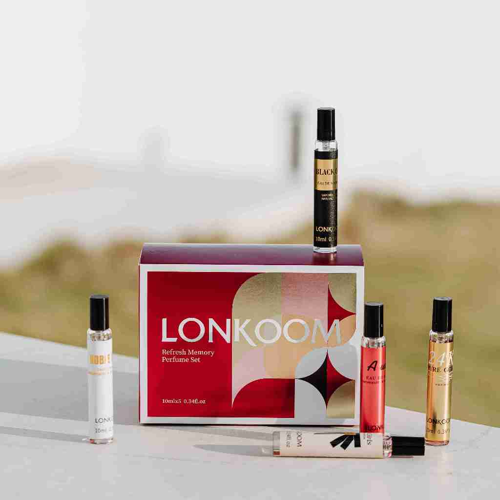 LONKOOM Refresh Memory Perfume Set (10ml x 5)24K Pure Noble A Wish Black Oud The Girls Minyak ...