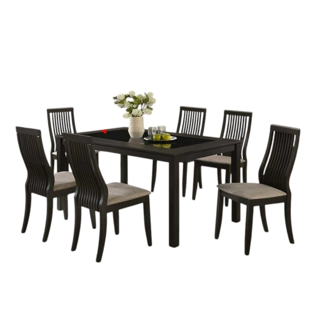 Dining Set 3x5ft Tempered Dining Table glass with Wooden Chair | Shopee ...