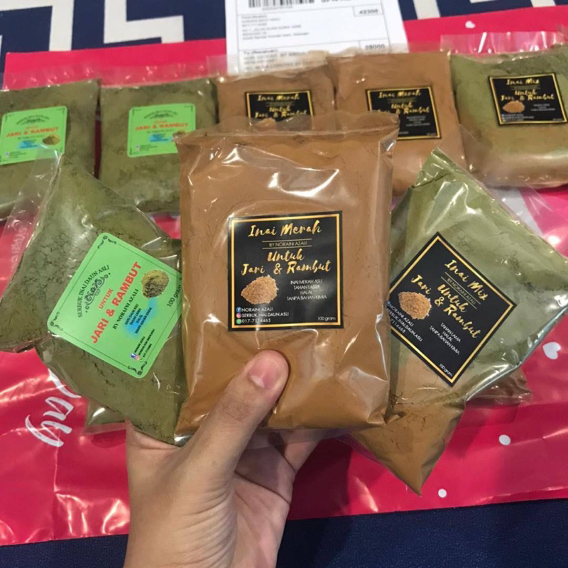 🌼SERBUK INAI DAUN ASLI, SERBUK INAI MERAH ASLI & SERBUK INAI MIX🌼 ...