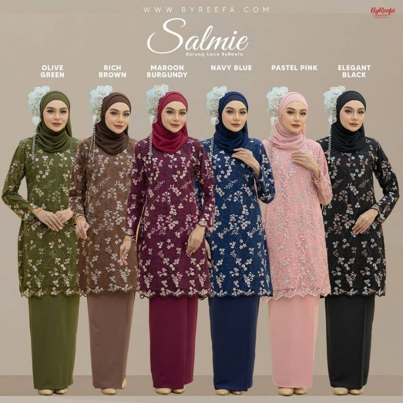 KURUNG LACE SALMIE BYREEFA BURGUNDY, BLACK, Pink, rich brown, olive ...