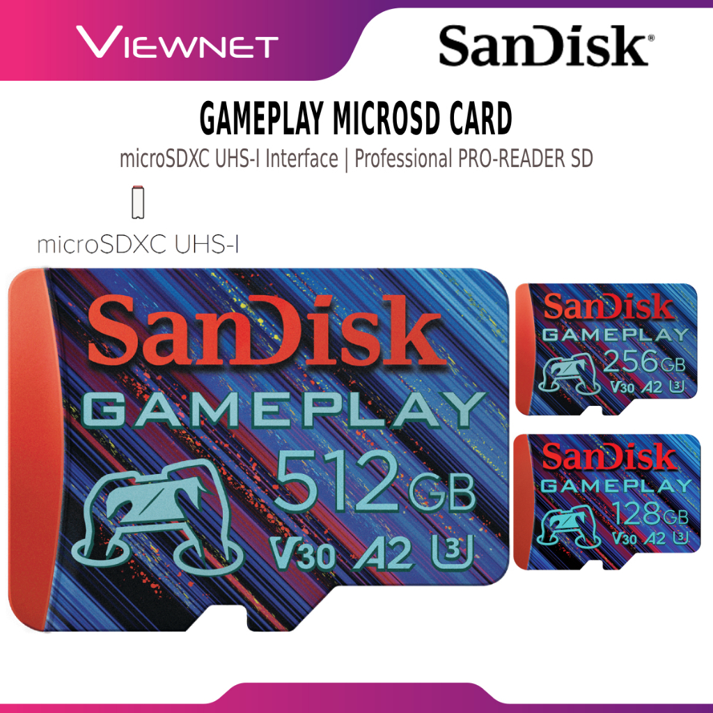 SANDISK GAMEPLAY MICROSD CARD 128GB / 256GB / 512GB FOR HANDHELD CONSOLE GAMING UHS-I MICRO SD ...