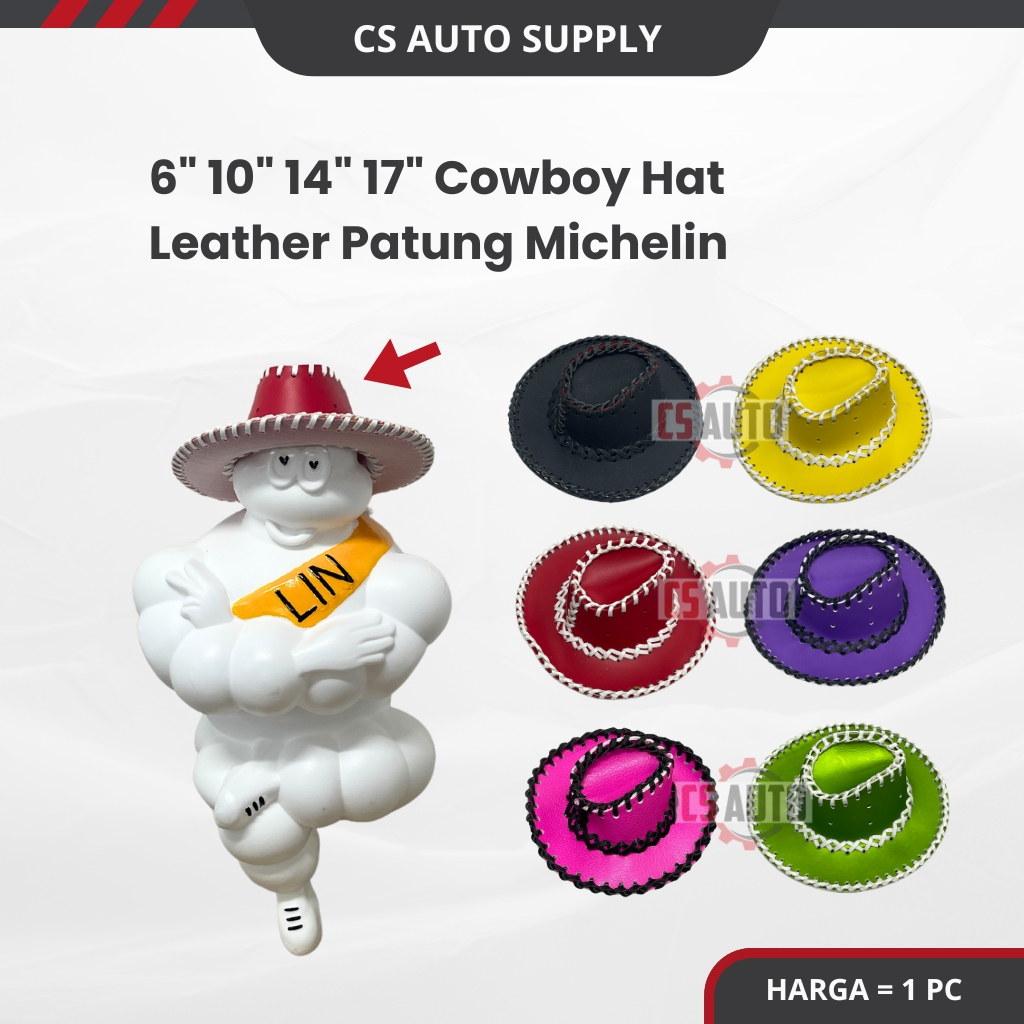 Topi Leather Cowboy Hat Cap Patung Michelin 6" 10" 14" 17" Mascot ...