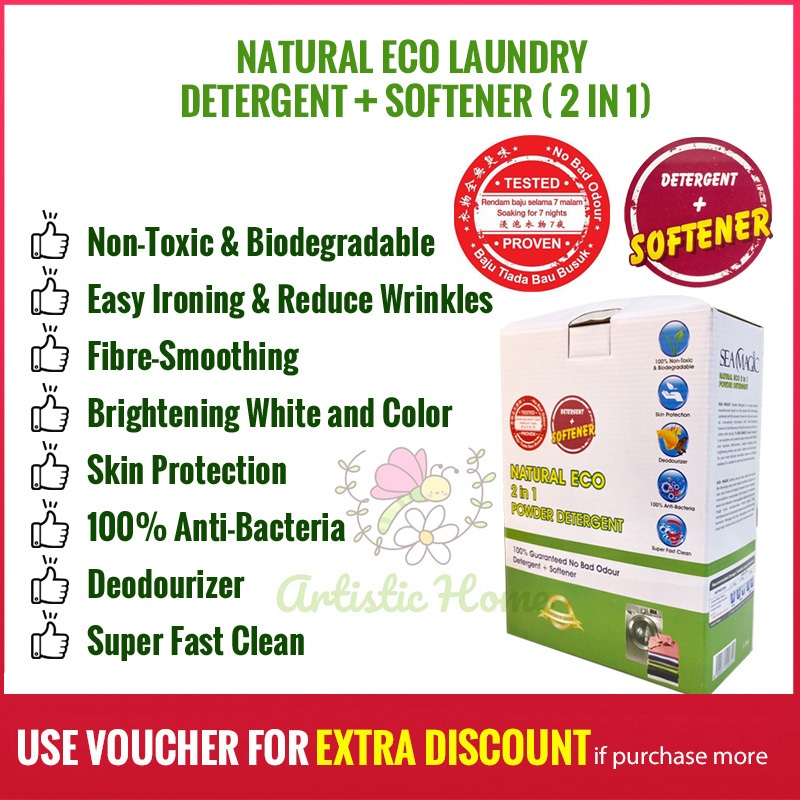 Sea Magic Natural Eco Powder + Softener Laundry Detergent 3KG 3kg ...