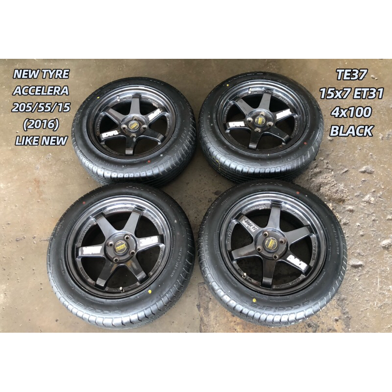 USED RIM TE37 15 INCH WITH TYRE 205/55/15 FOR MYVI ALZA WIRA VIOS YARIS JAZZ CITY | Shopee Malaysia