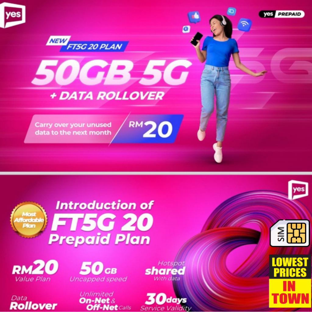 Include RM20 5G 50GB PLAN 30days yes5g New Sim esim Unlimited Data ...