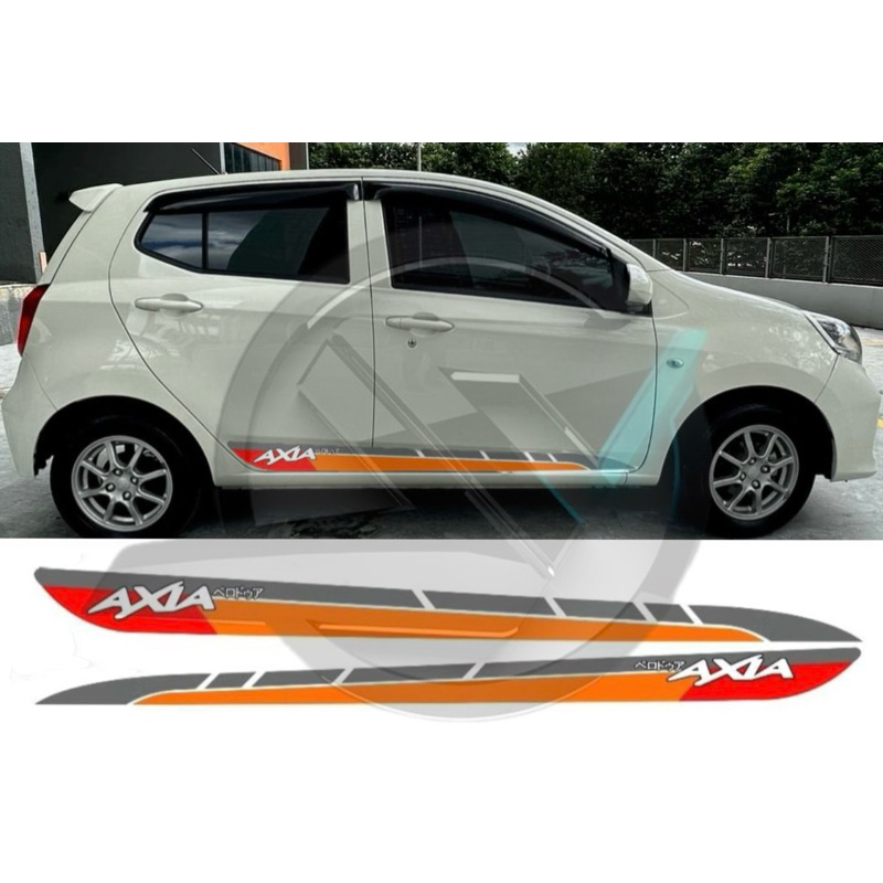(Ready Stock) S1546# Perodua AXia Car Body Stripe Vinyl Decal Sticker ...
