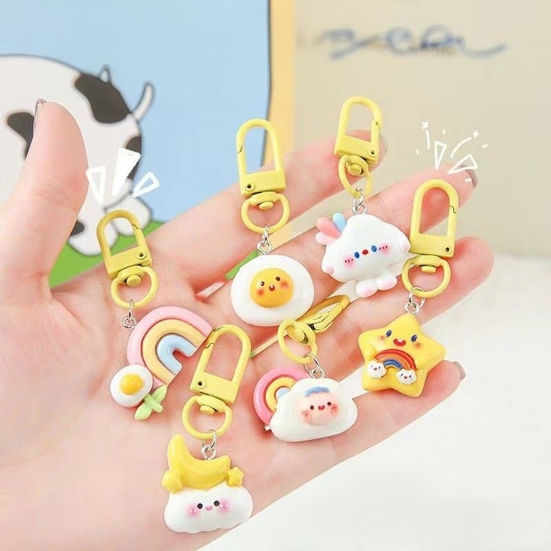 Cute Cartoon Keychain - Mini Cloud Moon Star Pendant School Bag Student ...
