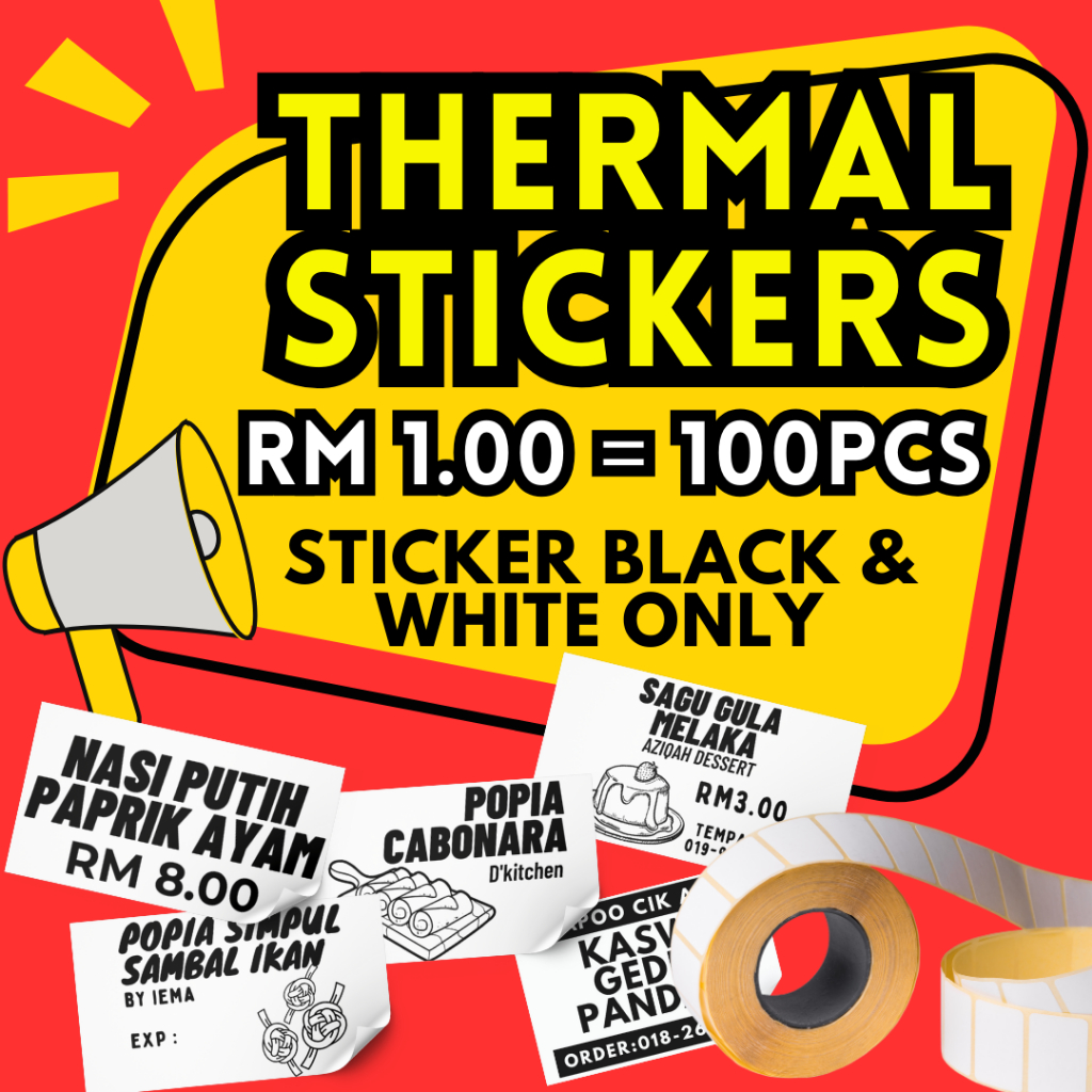 RM1 100pcs Sticker Aiskrim Malaysia Murah | Sticker Produk Murah ...