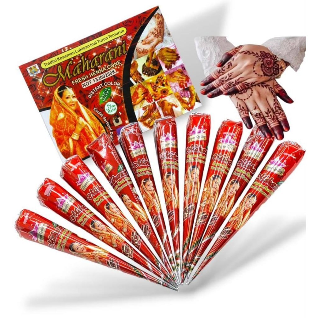 Maharani HALAL Henna Cone Inai Maharani GOLECHA CHERRY PEKAT INAI LUKIS ...