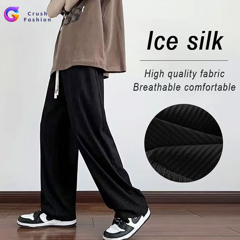 Crush Fashion Lelaki Seluar Bertali Kasual Longgar Gaya Korea untuk ...