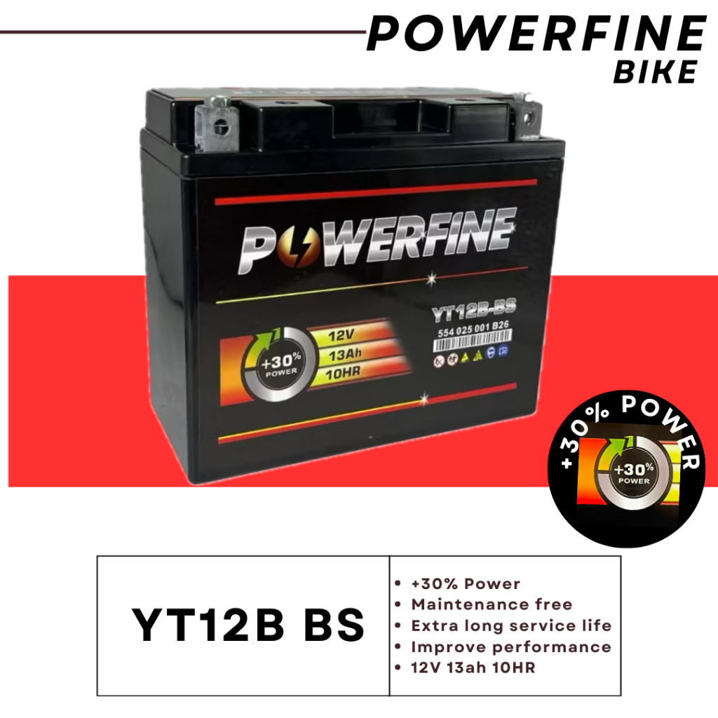 YT12B-BS BT12B BATTERY POWERFINE MONFA YAMAHA FZ6 XJ6 VMAX / KAWASAKI ...