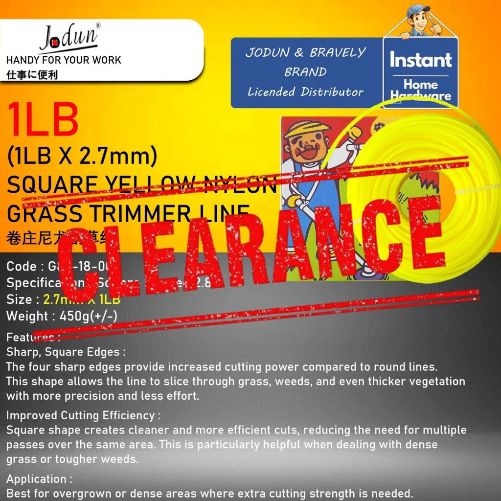 TWINS BRAND 1LB X 2.7mm Square Yellow Grass Cutter Nylon Trimmer Line / Brush Cutter (Tali Mesin ...