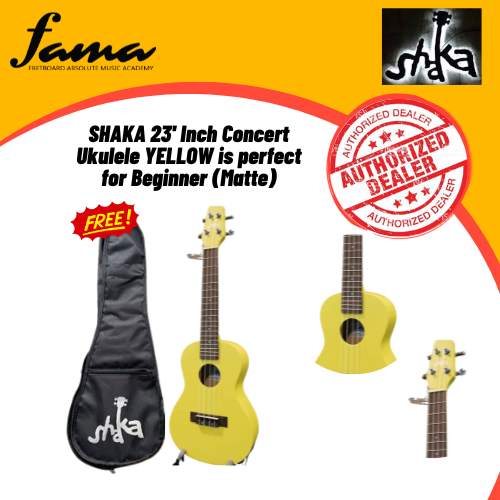 [FAMA]SHAKA 23' Inch Concert YELLOW SHAKA Ukulele is perfect for ...