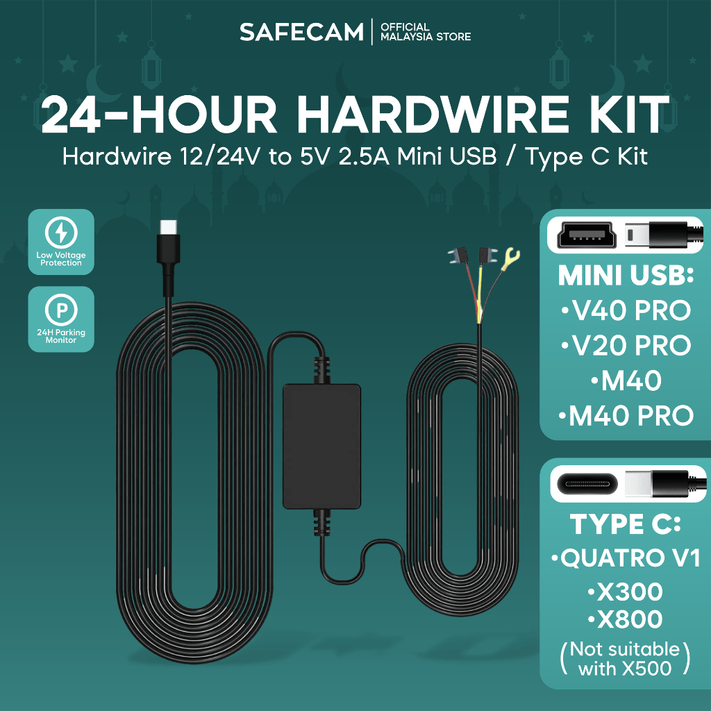 SAFECAM Hardwire 12/24V to 5V 2.5A Mini USB Kit | Shopee Malaysia