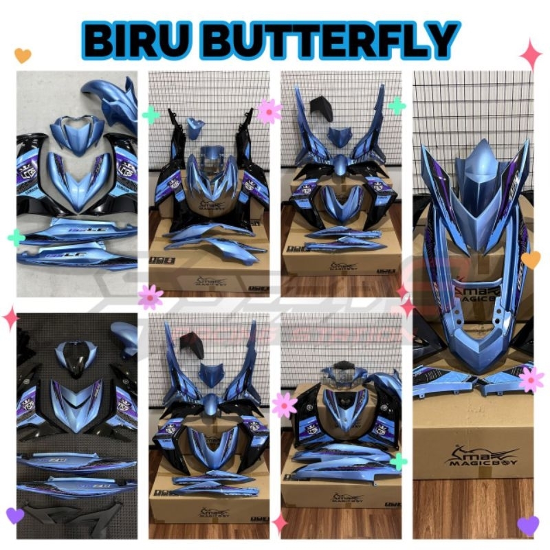 MAGICBOY COVER SET BIRU BUTTERFLY BABY BLUE Y15 V1 V2 Y16 Y16ABS RS150 ...