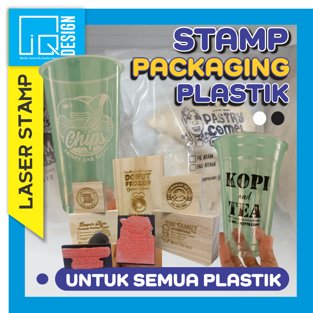LASER STAMP - CUP PACKAGING- PLASTIC TEBAL- SET DENGAN INK DAN STAMP ...