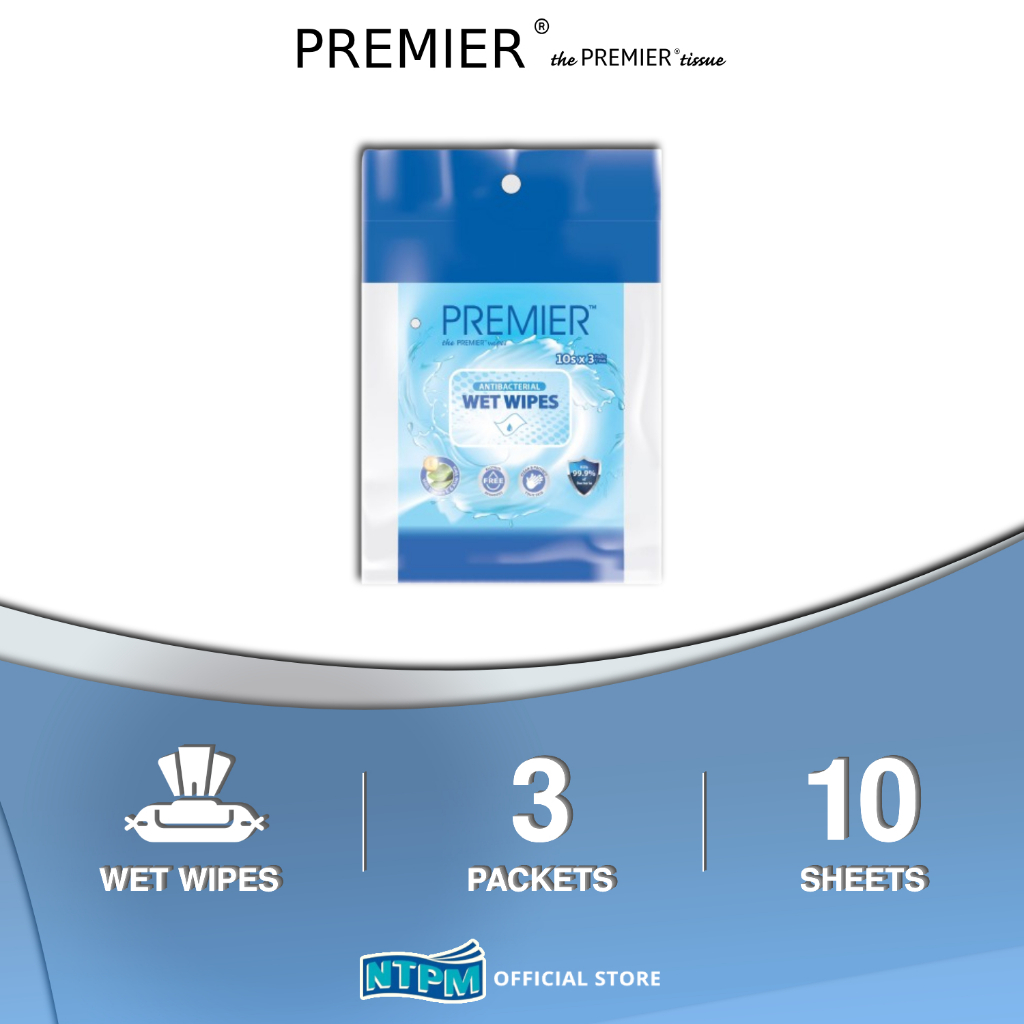 Premier Antibaterial Wet Wipes (10's x 3) | Shopee Malaysia