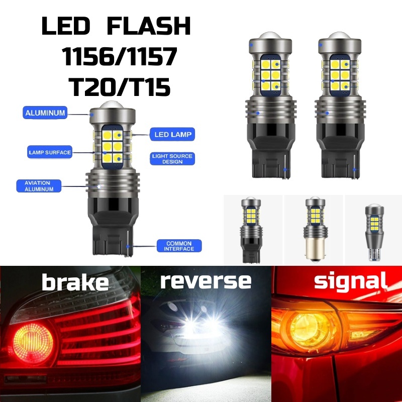 【1PCS】27LED Car LED Signal Brake Reverse Light Bulb Flash T15/W16W T20 ...