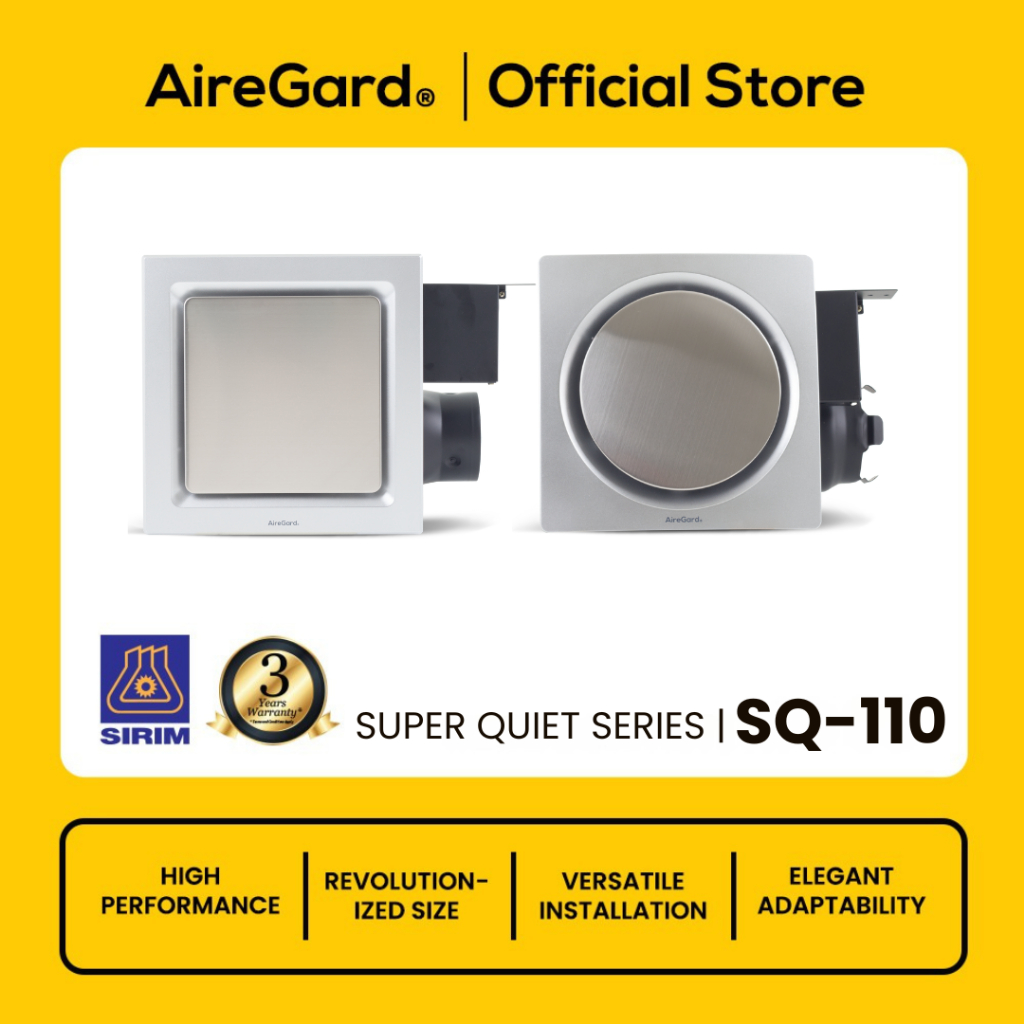AireGard SQ-110 Eco Series Ventilation Fan Ceiling Mounted Quiet ...