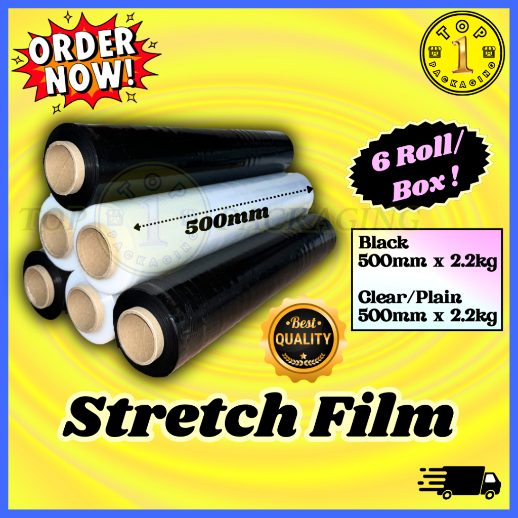 Stretch Film 2.2kg Box Stretch Wrap Plastic Wrap Plastic Wrapping Black ...