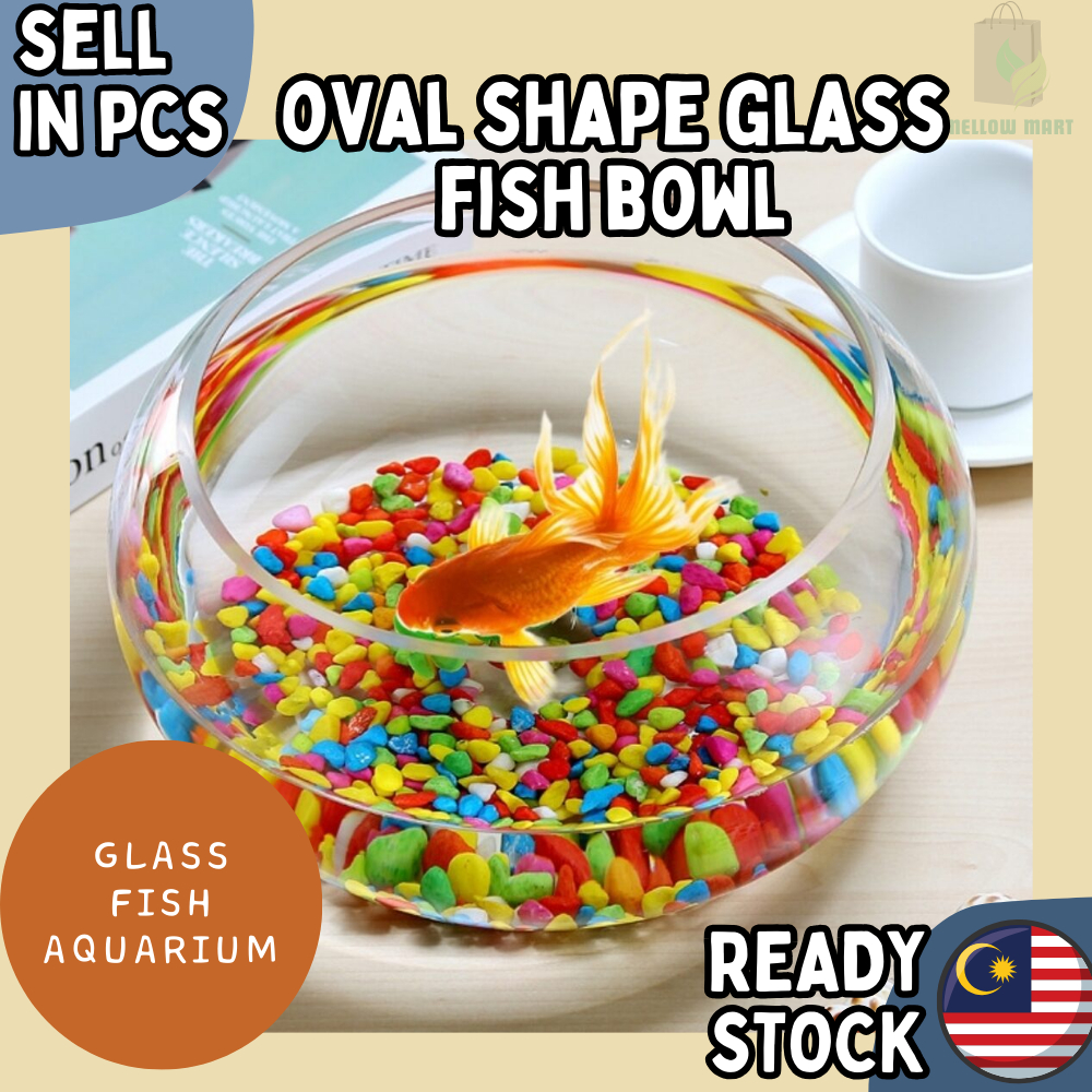 MELLOWMART [GLASS] Transparent Oval Shape Clear Glass Fish Bowl ...