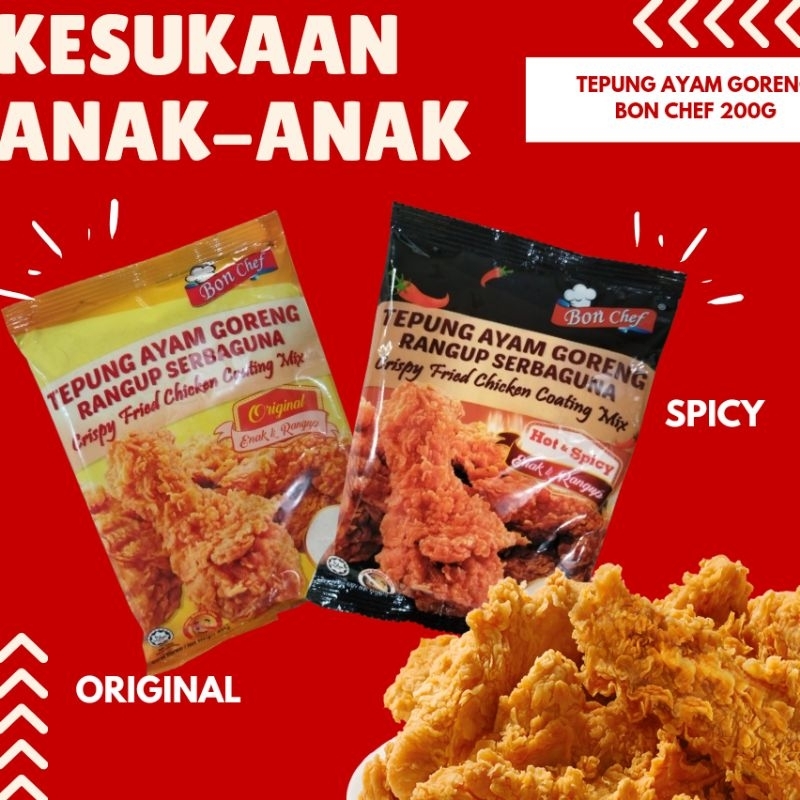 BON CHEF Tepung ayam goreng rangup perisa original dan pedas hot ...